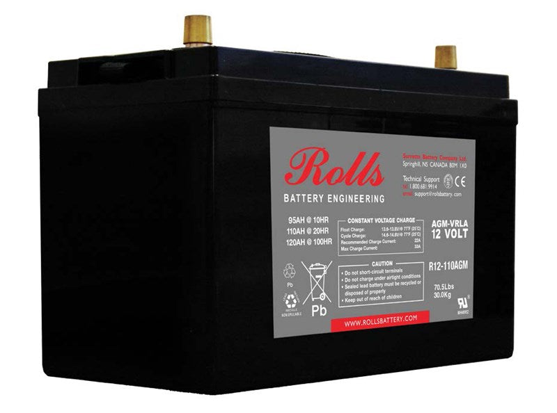 Rolls Solar AGM Series 2 12V Deep Cycle Battery - 110Ah (C100) 86Ah (C ...